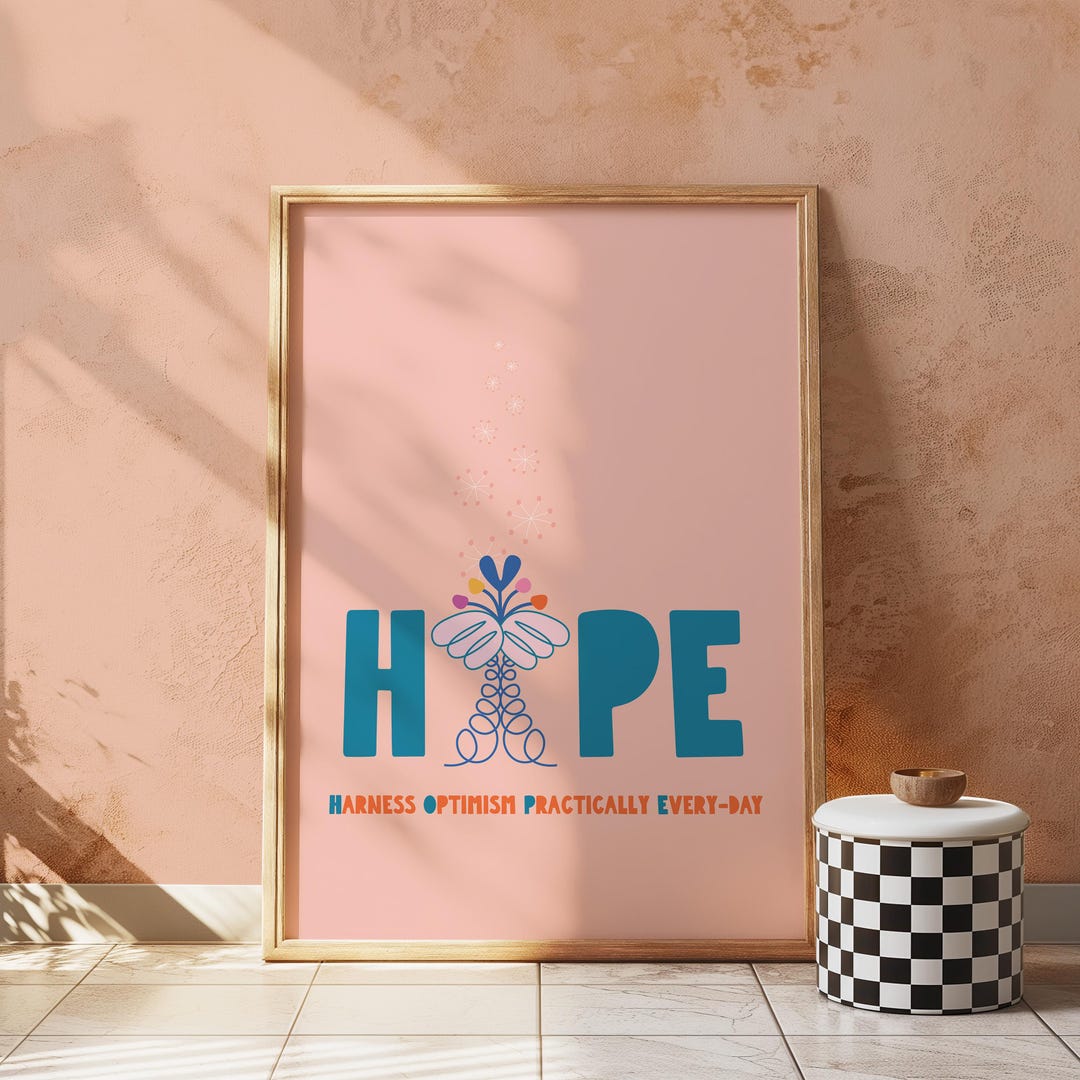 HOPE Acronym Apricot/blue/orange Poster Print Digital Download Kitchen ...
