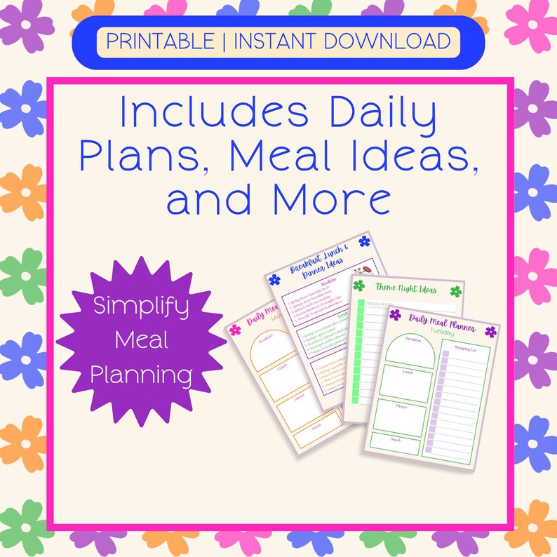 Printable Summer Meal Planner | Weekly Meal Planning Tracker With Meal ...