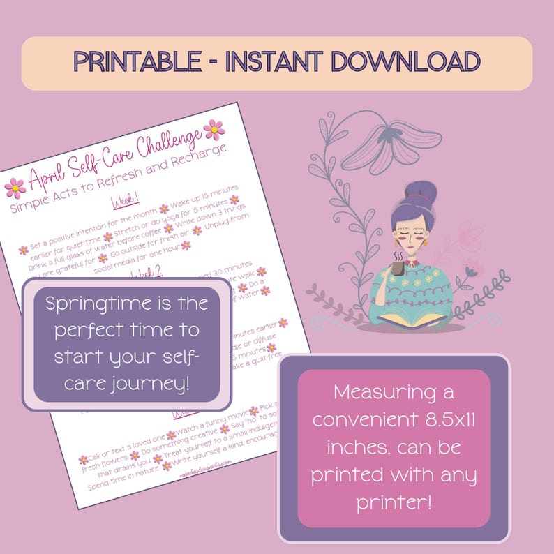 April Self-care Challenge: Printable Mindfulness Prompts (digital ...