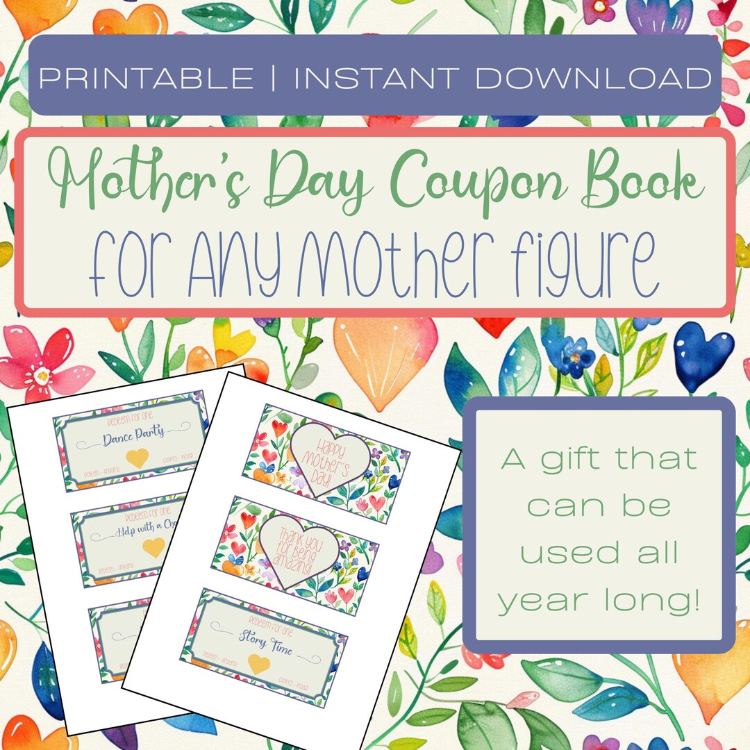Printable Mother's Day Appreciation Coupons | Gift for Mentor, Aunt ...
