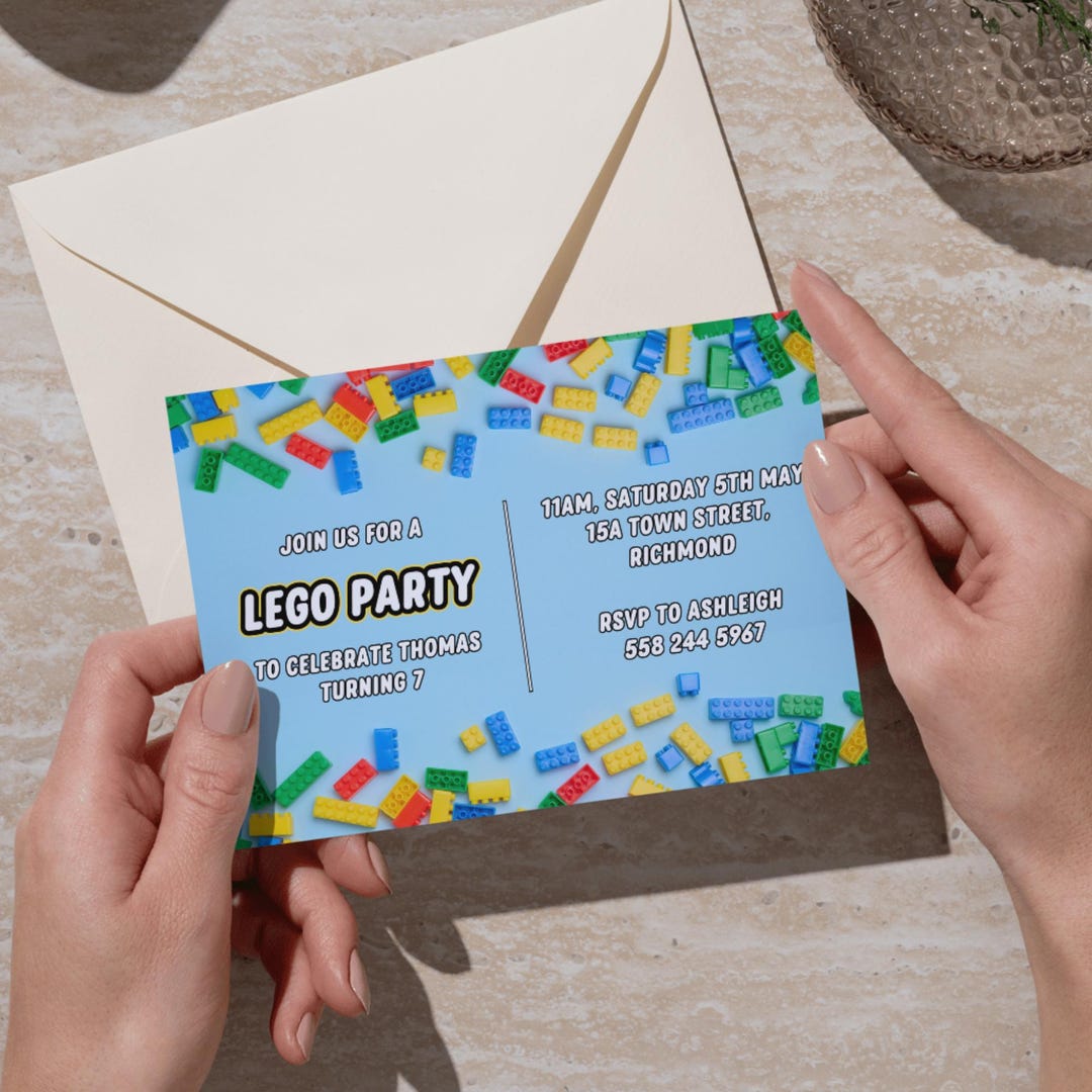 Editable Building Blocks-themed Birthday Party Invitations - Etsy
