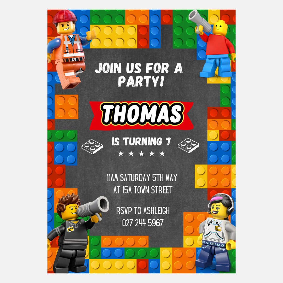 Editable Building Blocks-themed Birthday Party Invitations - Etsy