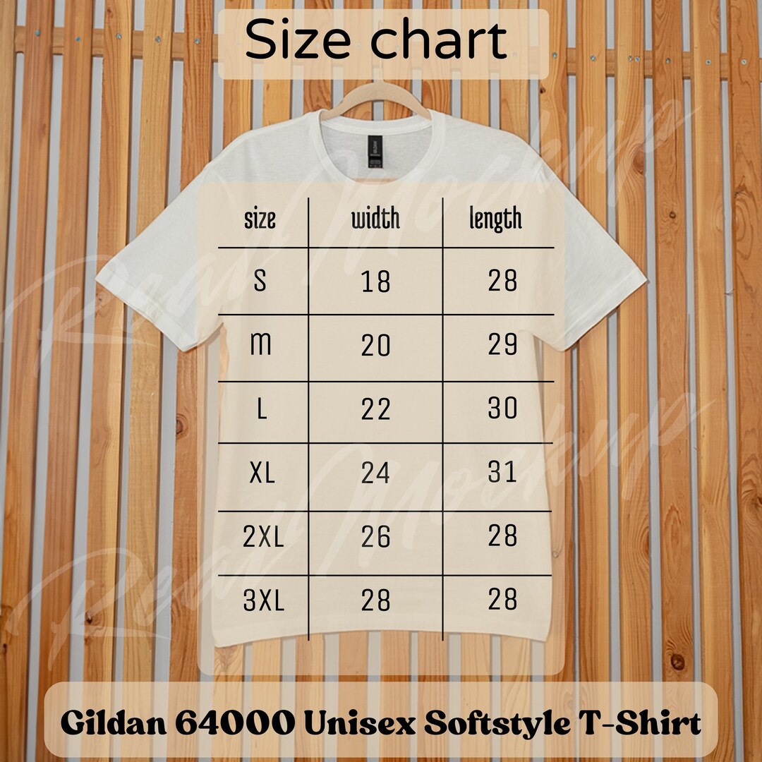 Gildan 64000 Size Guide, G 64000 Sizing Guide, G640 POD Size Comparison ...