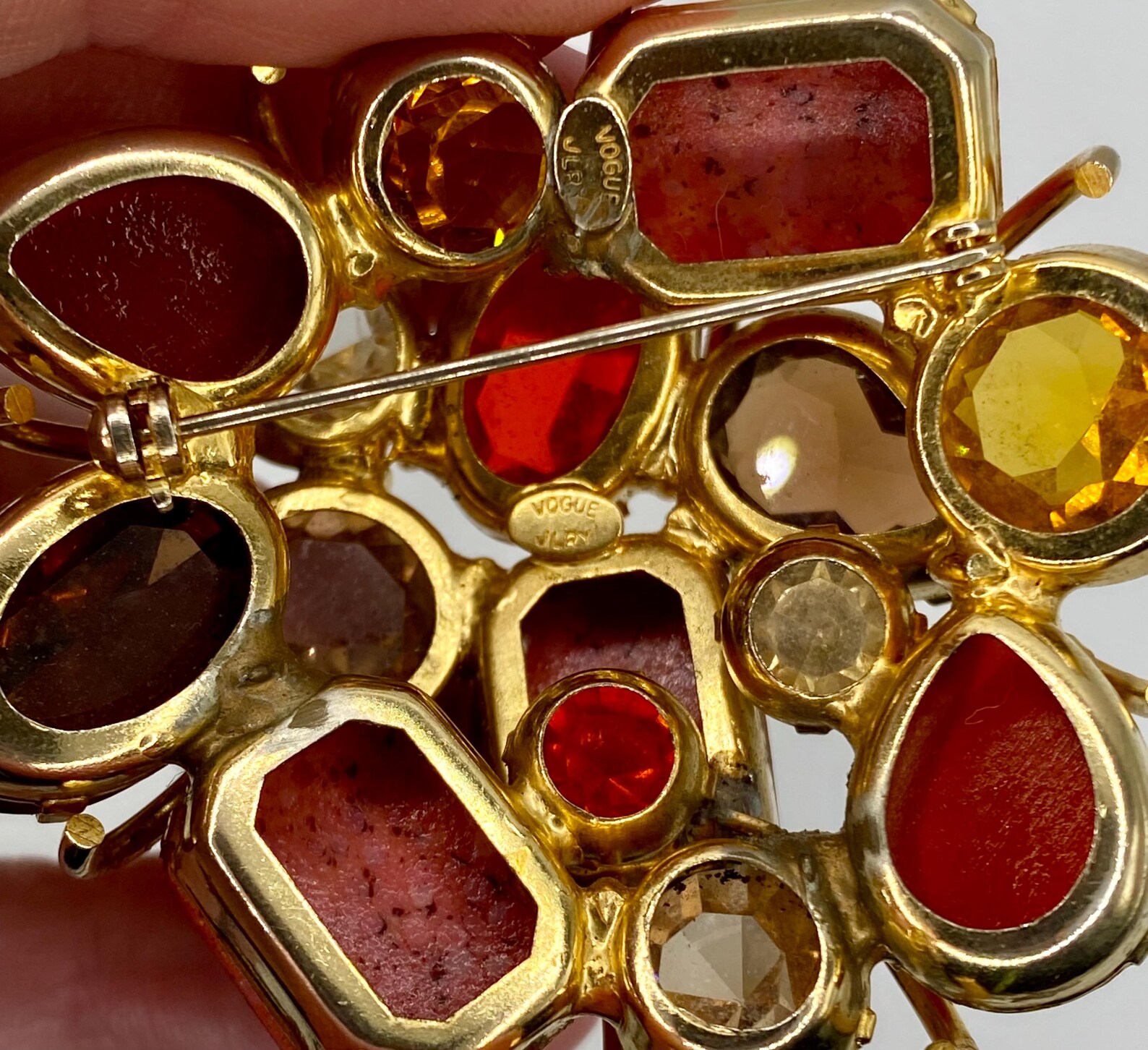 Vintage VOGUE Jewelry Multi-stone Chunky Brooch Signed Vogue JLRY (B-4 ...