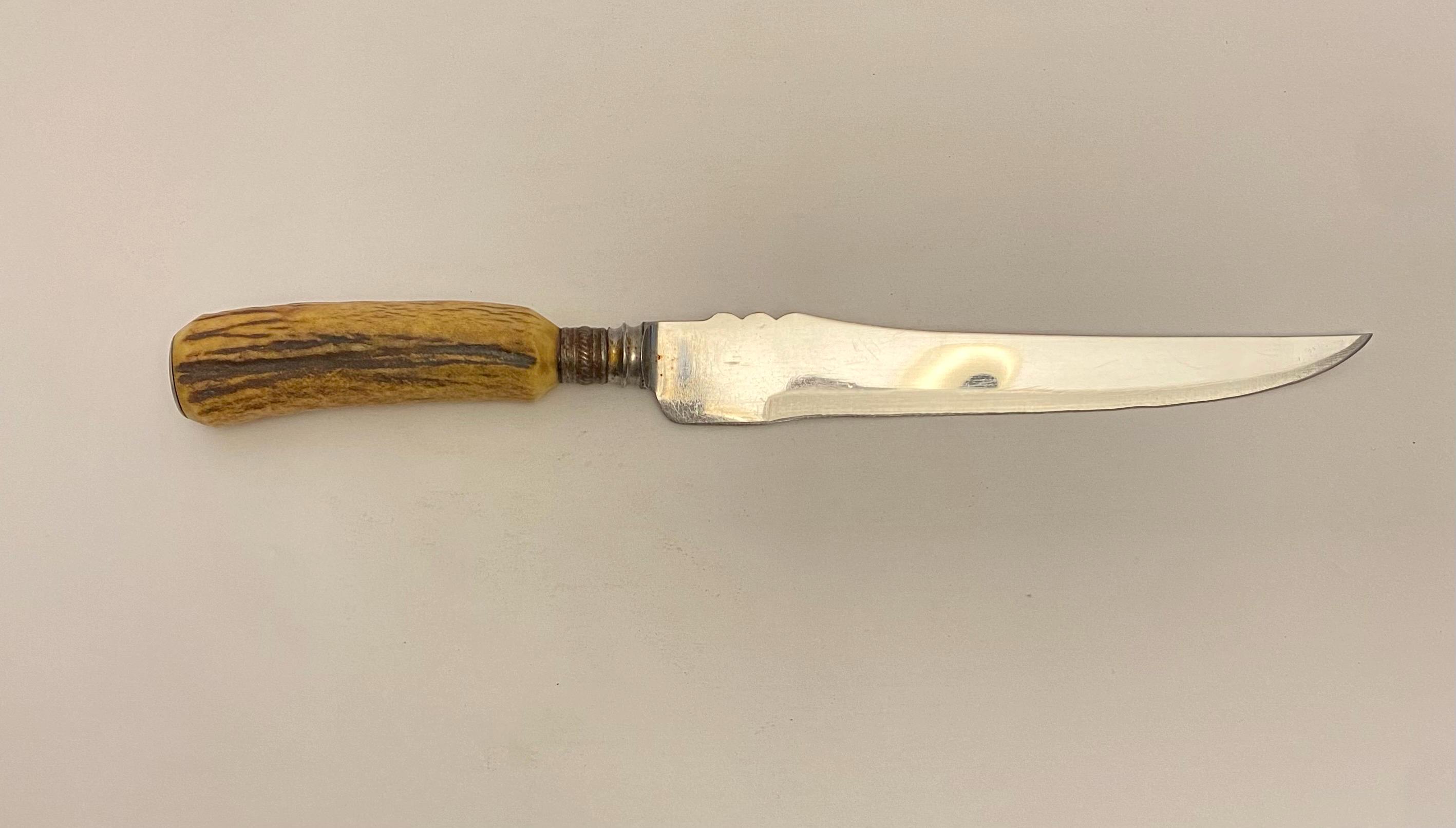 Vintage Englishtown Cutlery 13” Carving Knife Stag Handle Sheffield ...