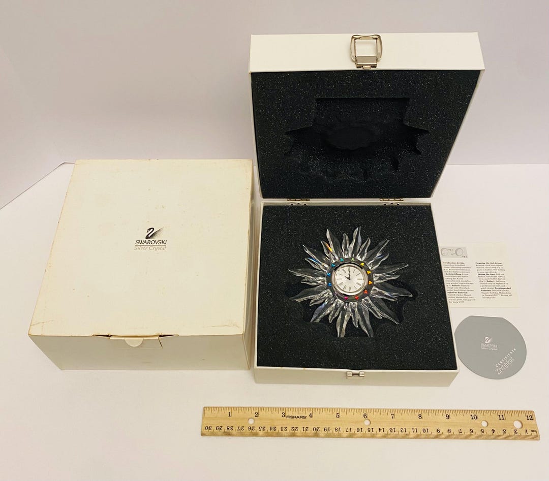 Vintage 1990’s Swarovski Crystal Solaris Sun Table Clock 221626 Retired ...