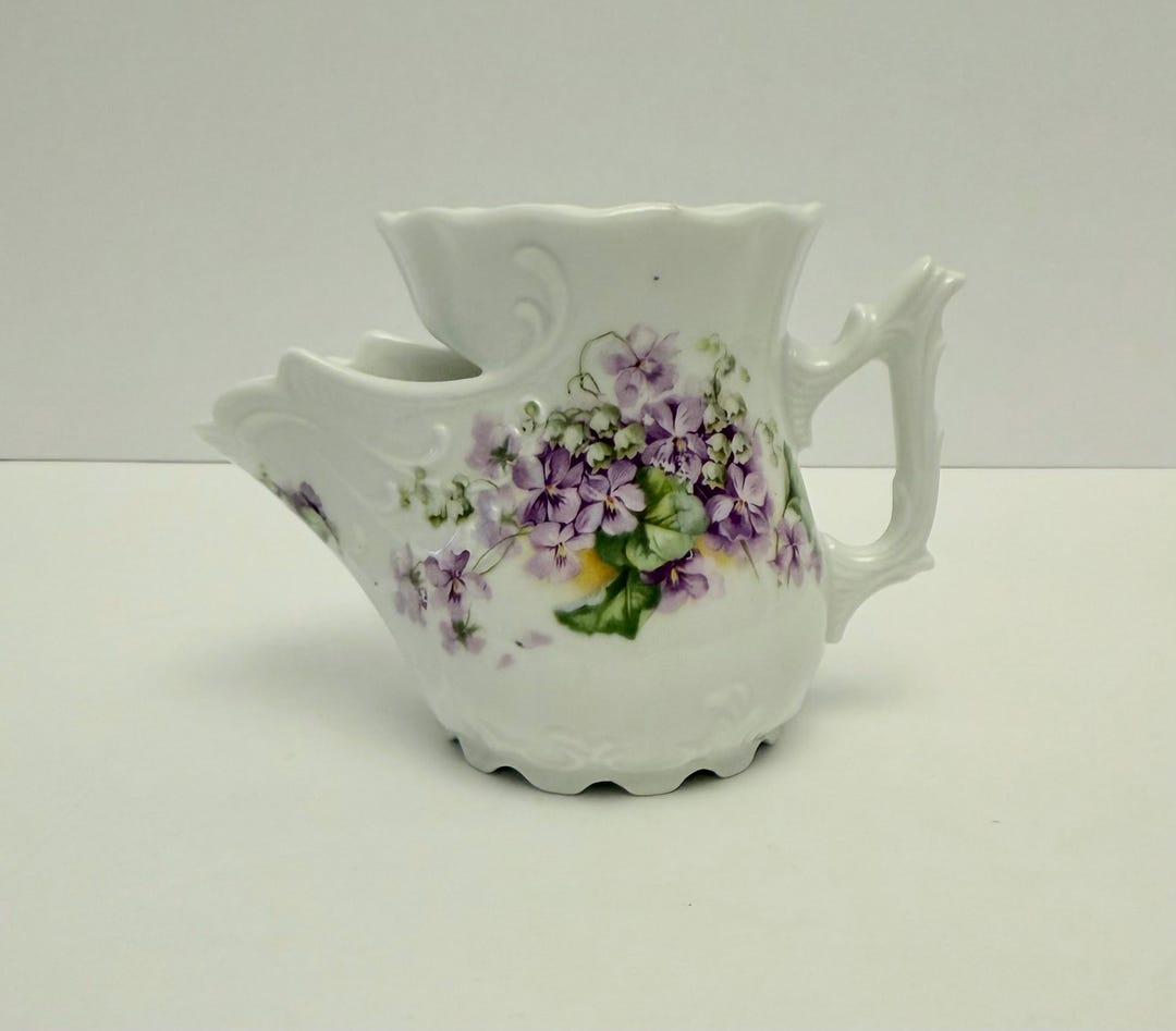 Vintage Ornate Porcelain Shaving Scuttle Mug Cup Violets Floral Germany ...