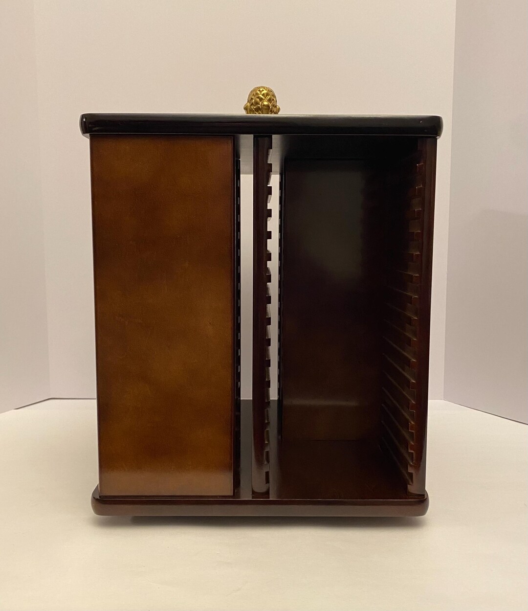 Vintage Bombay and Company Cherry Wood 64 Slot CD Holder Storage Rack ...