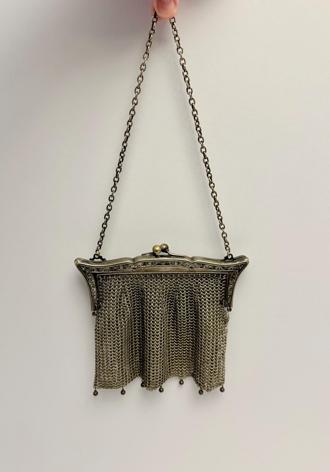 Antique German Silver Mesh Purse Art Nouveau Chainmail Evening Bag 1910 ...