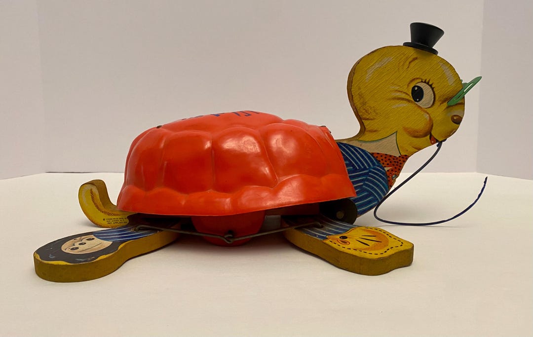 Vintage 1950’s Fisher Price Uncle Timmy Turtle Pull Toy No. 125 Working ...