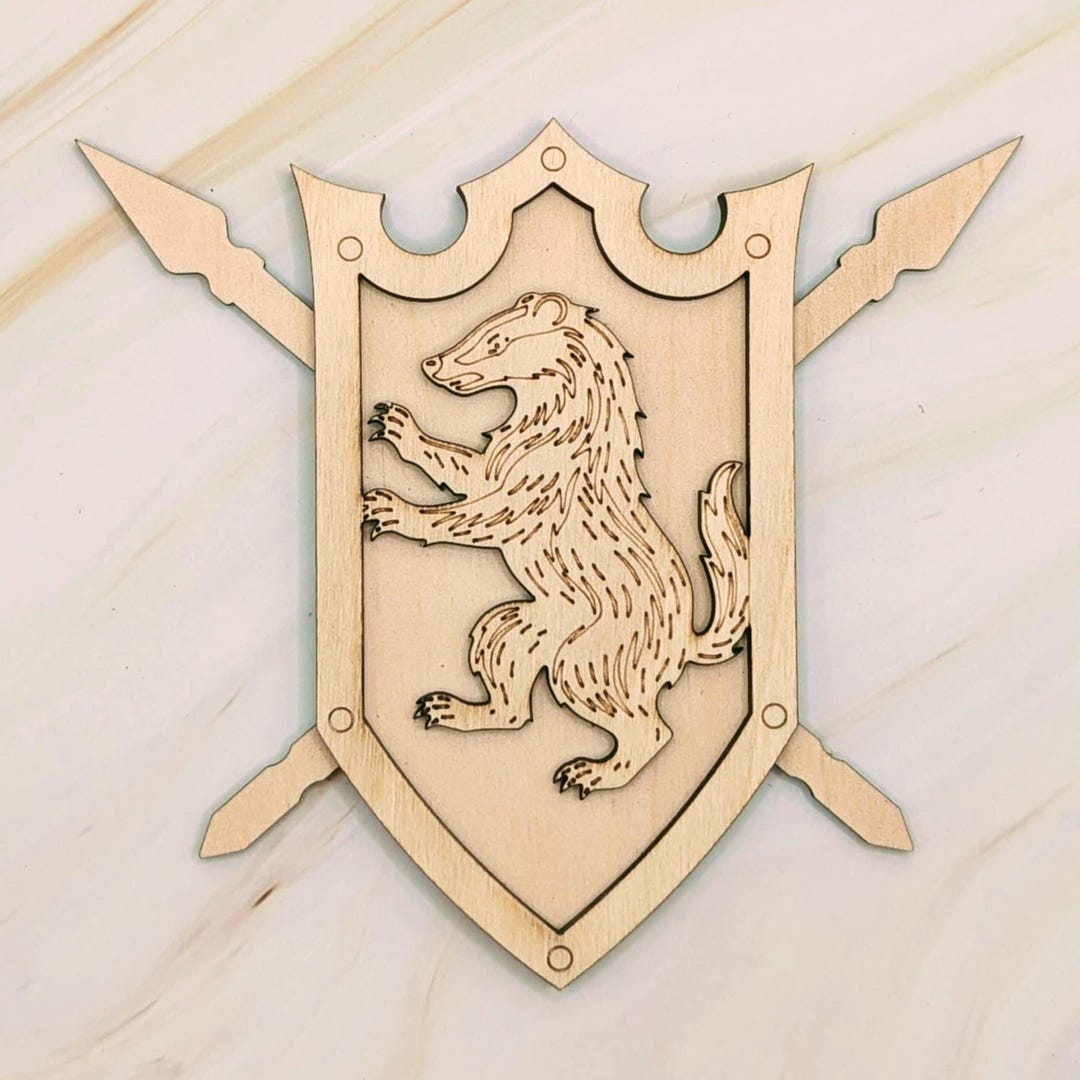 Badger Shield: Unfinished Baltic Birch Wood Crest - Wizard Party Decor ...