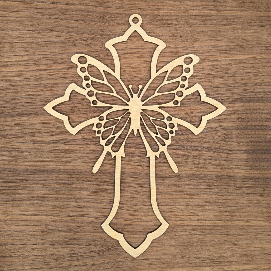 Butterfly Cross Wood Cutout | Unfinished Faith Suncatcher Blank Faux ...
