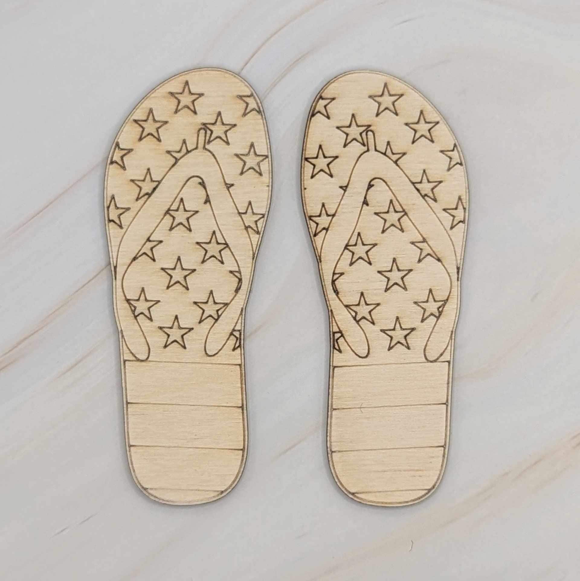 Palm Tree and Shell Flip Flops | Sandals | Unfinished Wood Blank ...