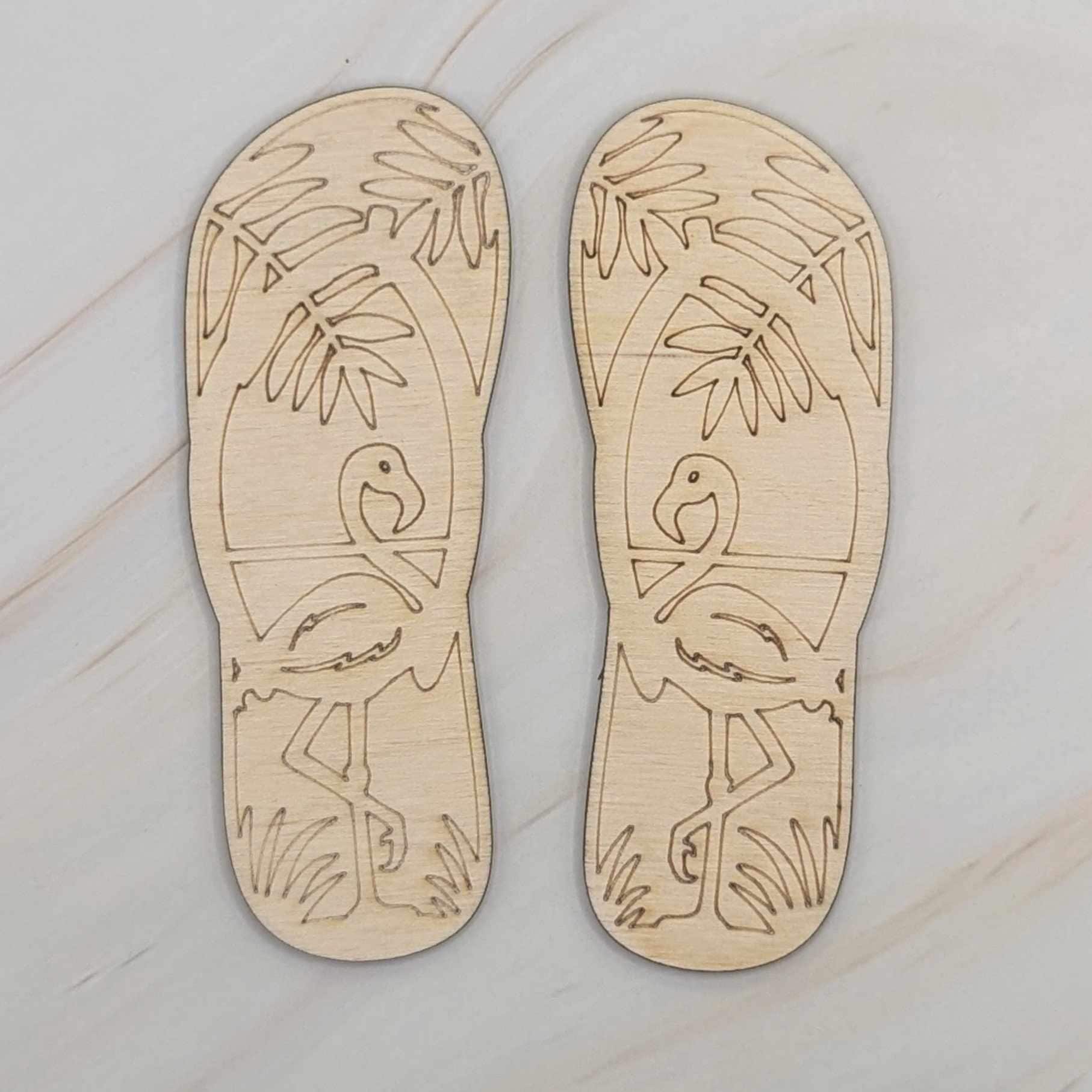 Palm Tree and Shell Flip Flops | Sandals | Unfinished Wood Blank ...