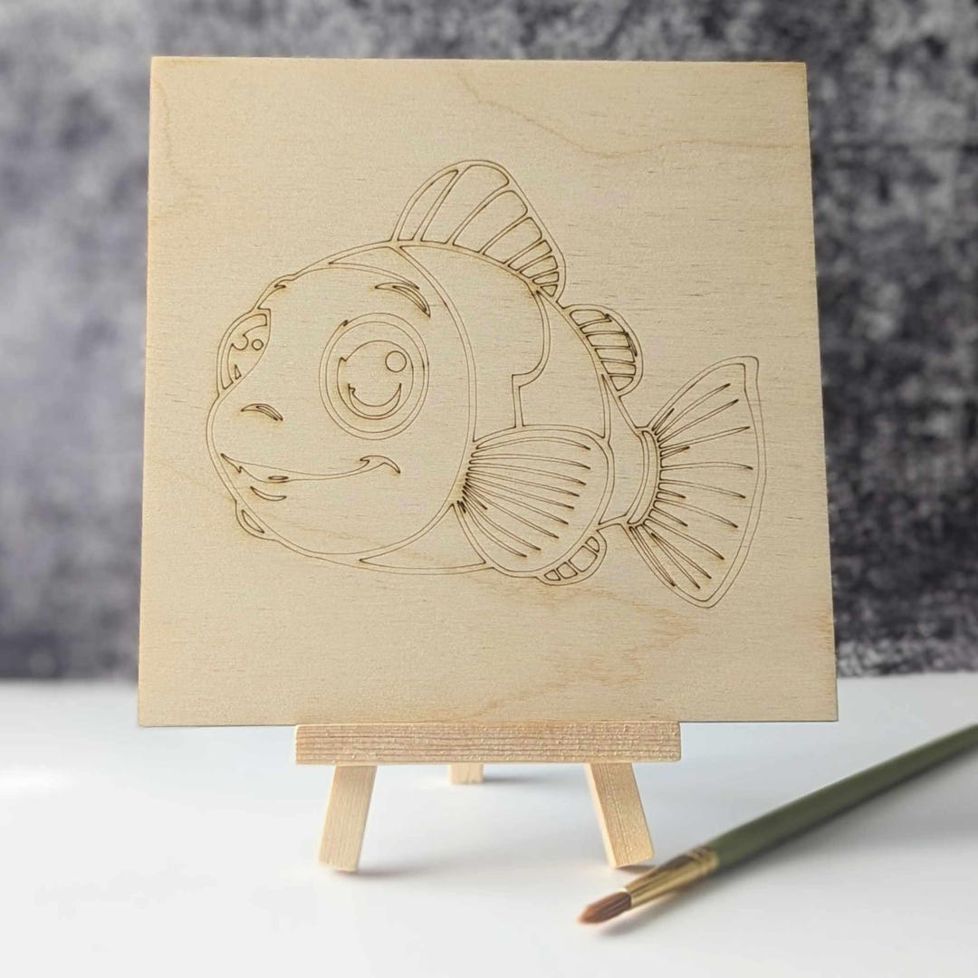 Baby Clown Fish | Sea Animals | Ocean Creatures | Pre-drawn Wood Canvas ...