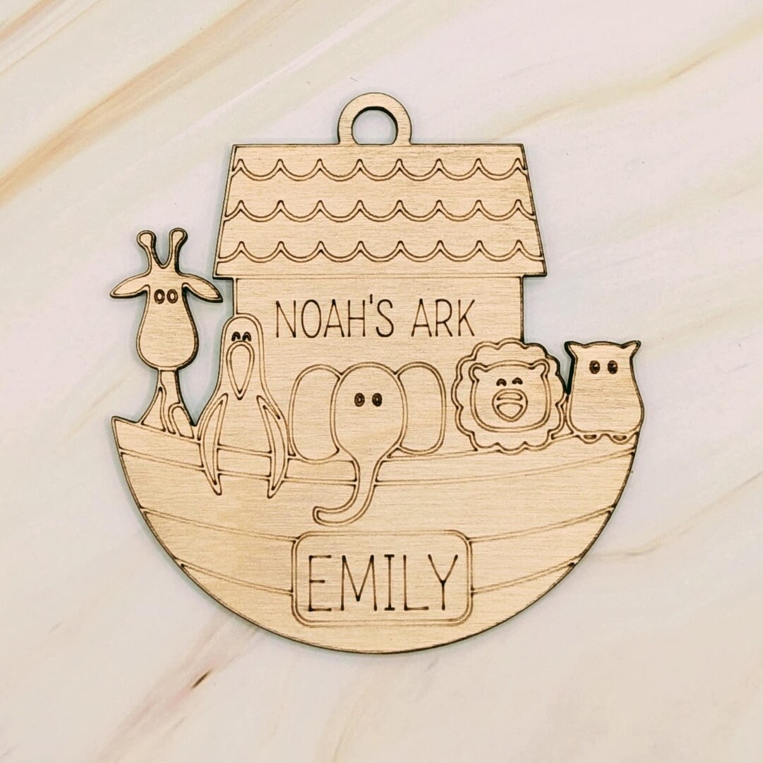 DIY Noah's Ark Ornament: Unfinished Wood, Custom Name, Religious Craft ...