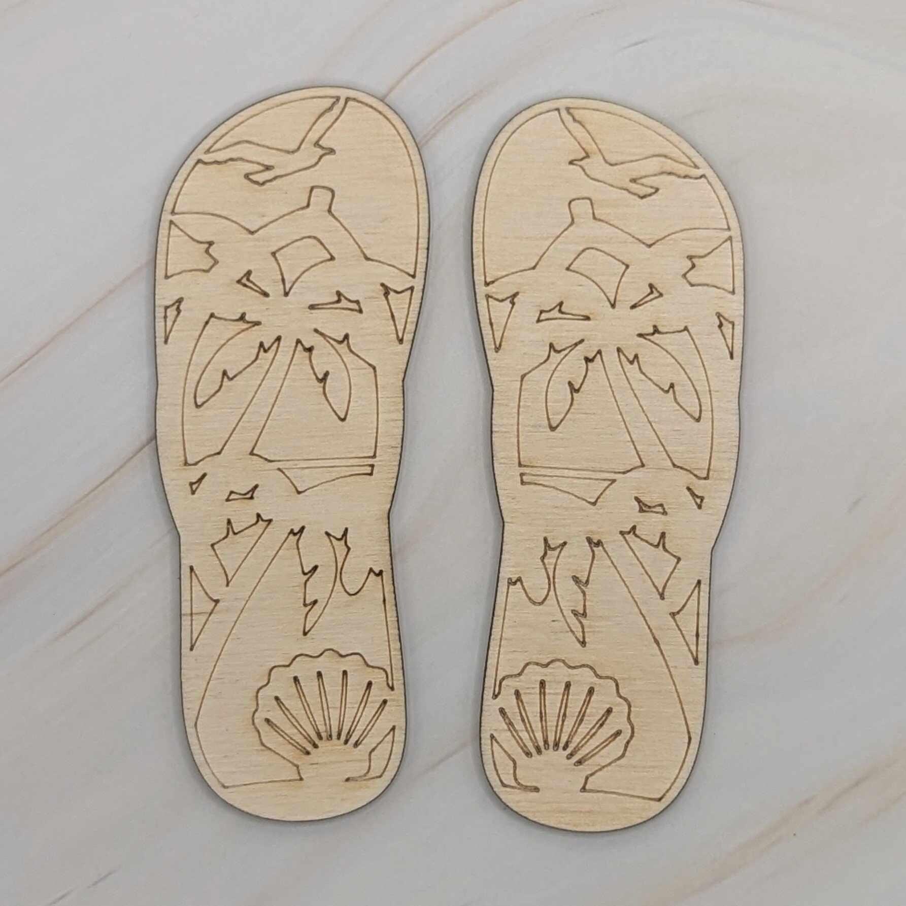 Palm Tree and Shell Flip Flops | Sandals | Unfinished Wood Blank ...