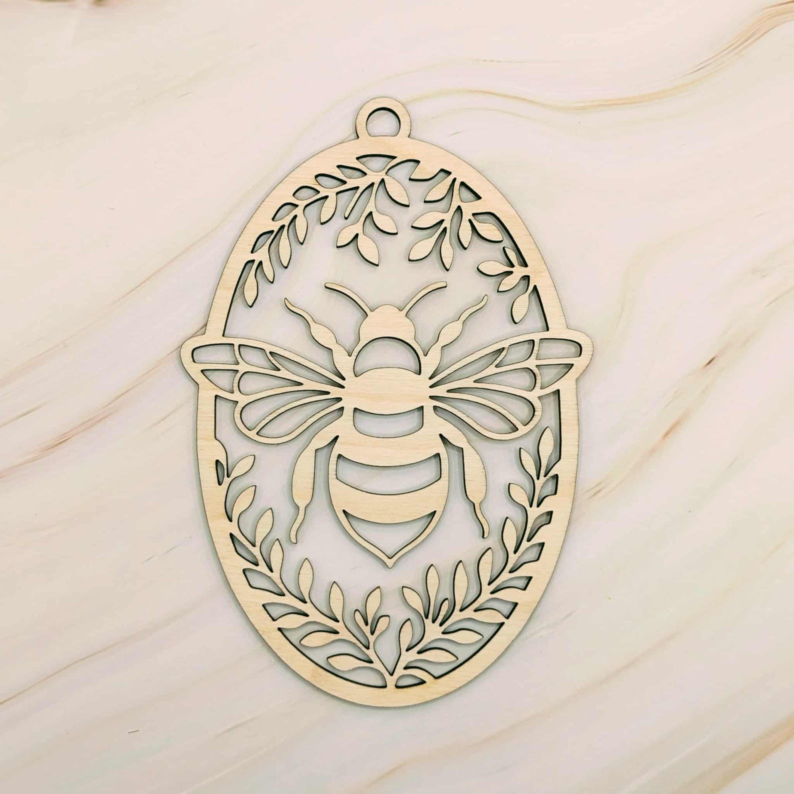 Bee Oval Suncatcher Frame Paintable Laser-cut Wood Hanging Blank Faux ...