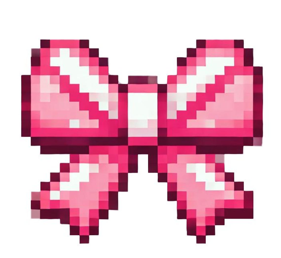 Pixel Art Pink Bow,cute, Girly,bow Png,t Shirt,pink Printable Cut File ...