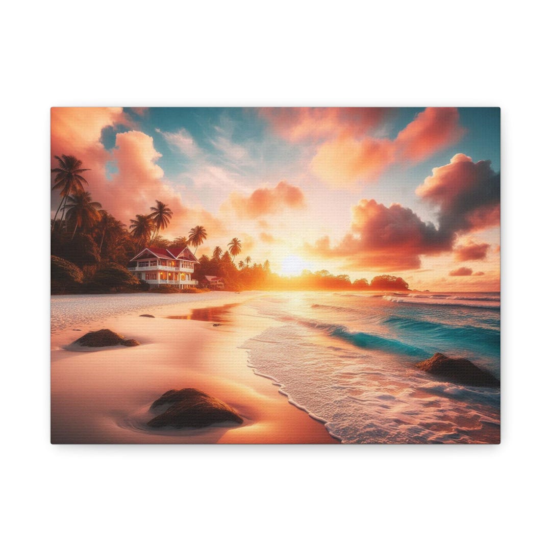 Beautiful Beach Sunset Scene on Matte Canvas, Stretched, 1.25" - Etsy