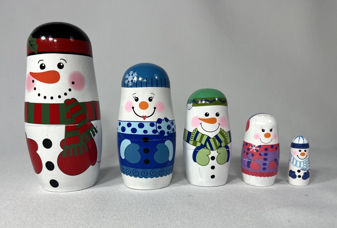 Snowmen Nesting Dolls - Set of 5 Winter Holiday Decor - Etsy