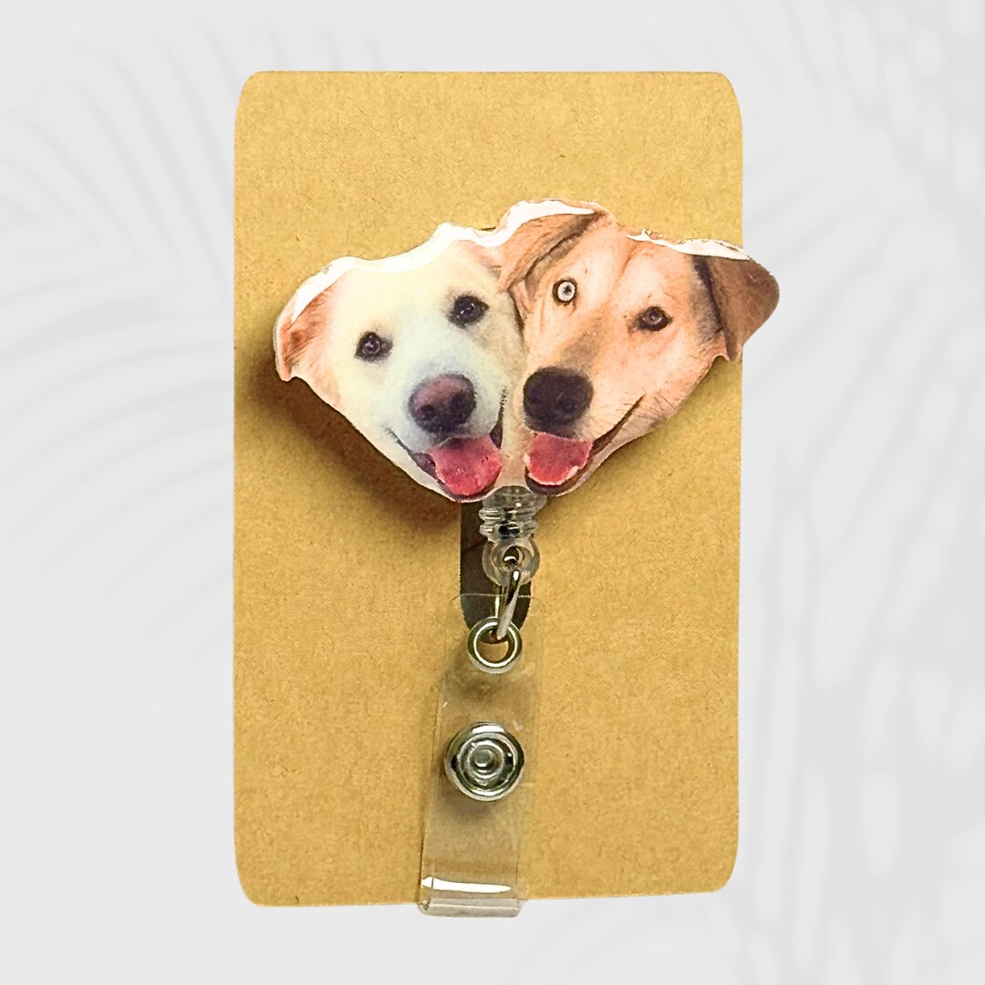Personalized Pet Photo Badge Reel, Custom Animal ID Clip, Shrink ...