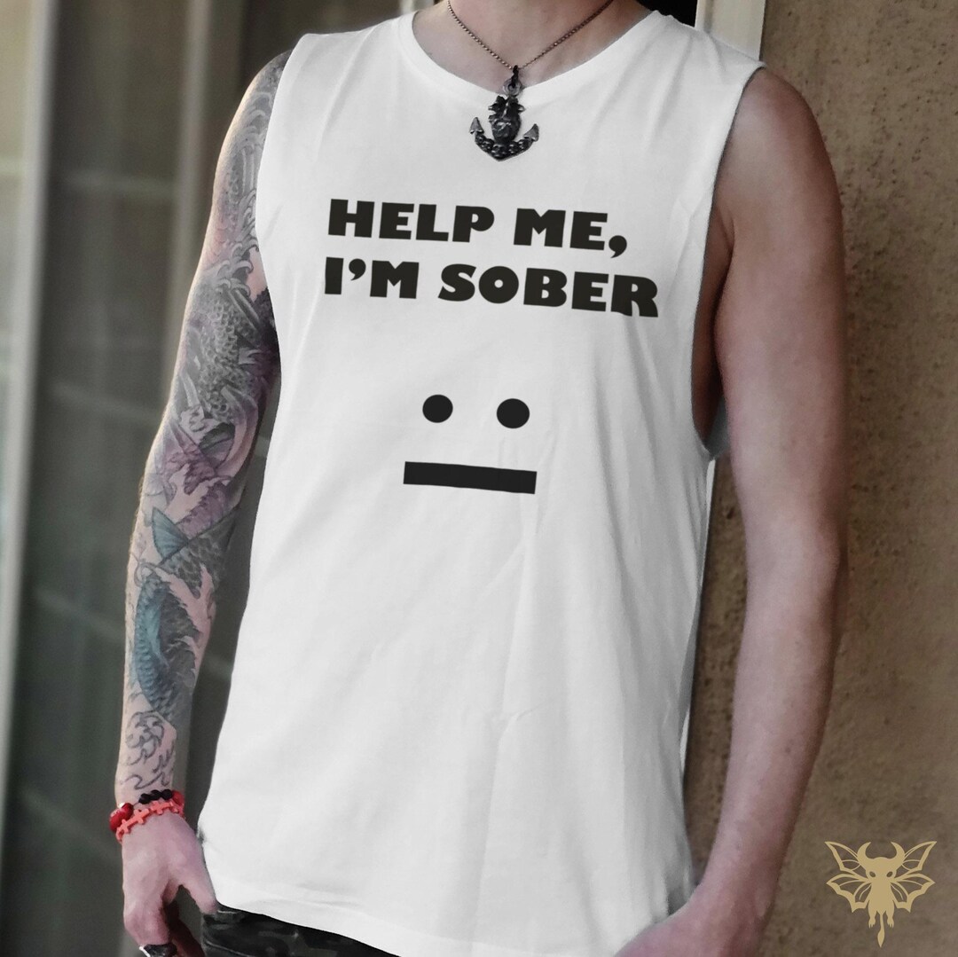 Funny Drinking Sober Sad Face Tank Top, Unisex Graphic Tee, Alcohol ...