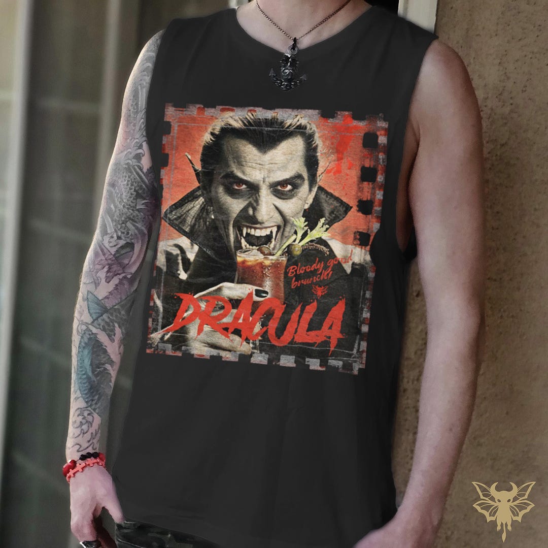 Vintage Horror Dracula Vampire Tank Top, Retro Unisex Halloween ...