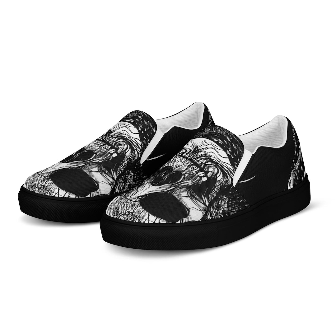 Goth Skull Death Thorns Inspired Men’s Slip-on Canvas Shoes Perfect for ...