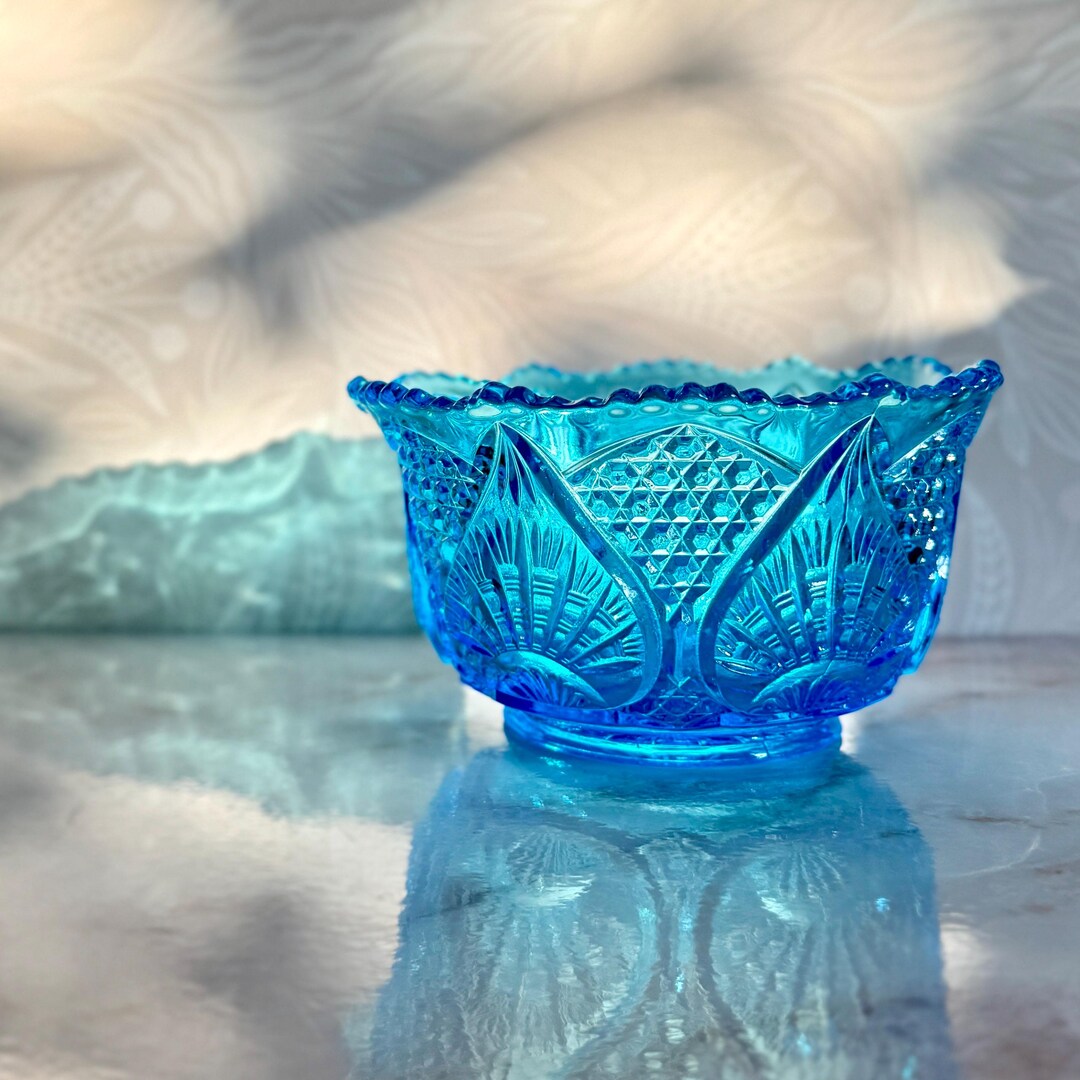 Vintage Mid Century Kemple Glass Plytec Pattern Sapphire / Bright ...