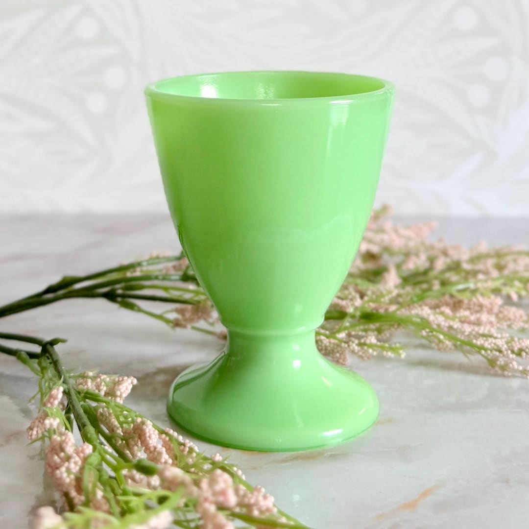 Vintage 1920-1930s Mckee Uranium Jadeite Glass Egg Cup / Footed Dessert ...