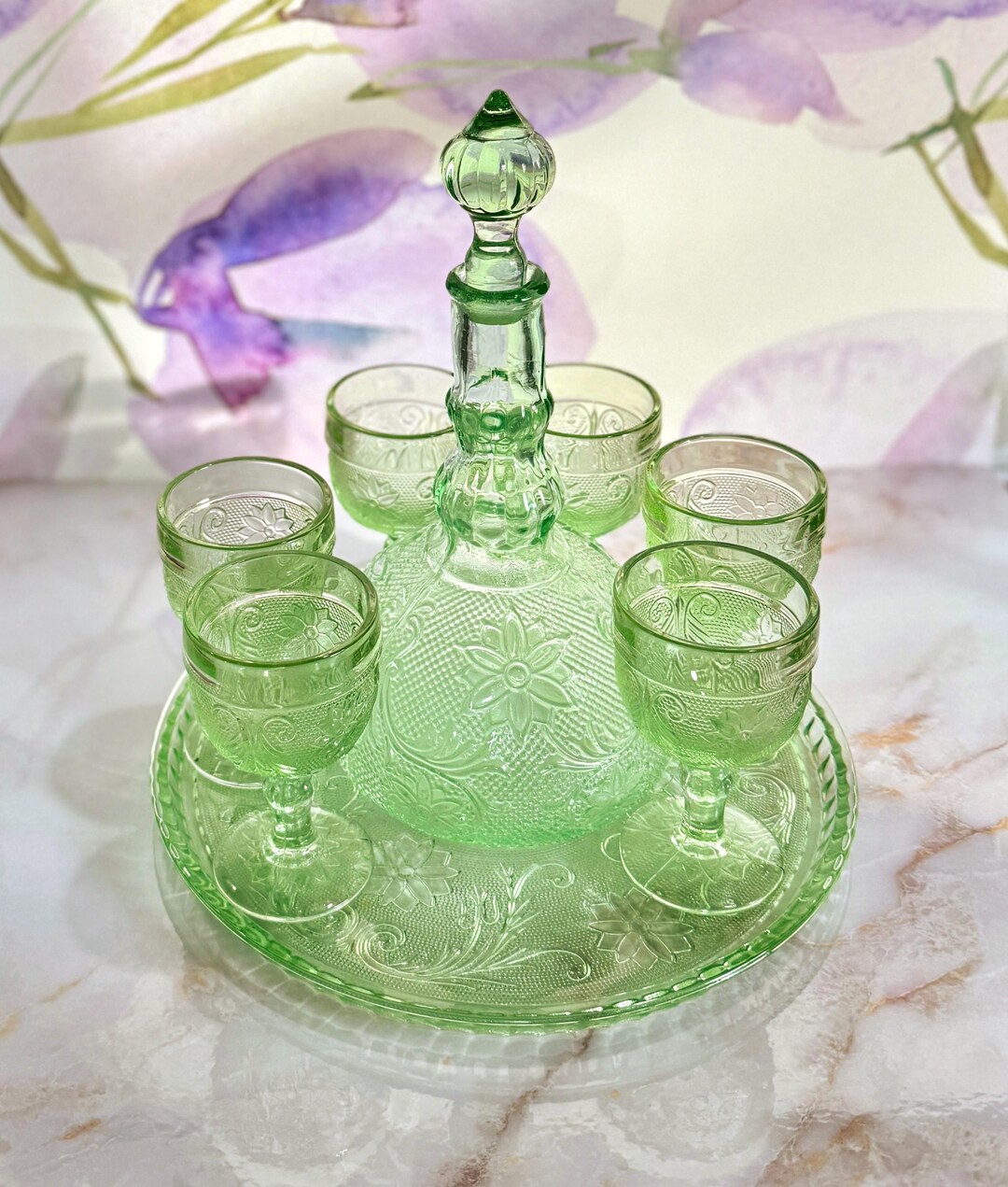 Vintage Indiana Glass - Tiara Chantilly - Sandwich Glass Pale Mint ...