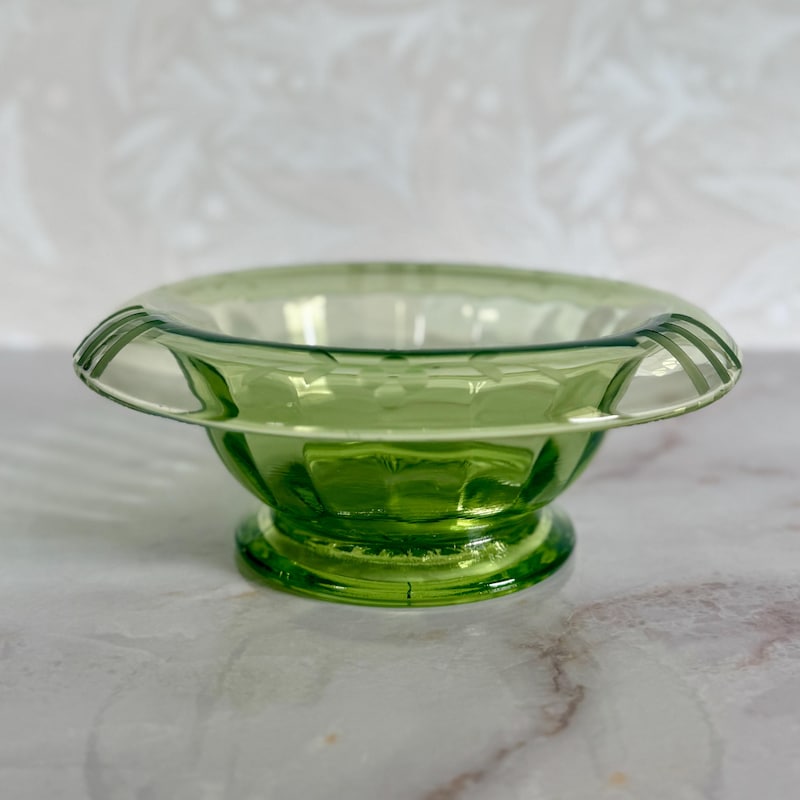 Etched Uranium Glass Bowl - Etsy