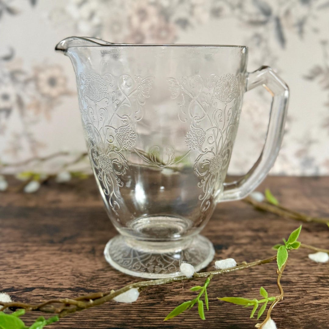 Hazel Atlas Florentine Clear Depression Era Serving Pitcher - Vintage ...