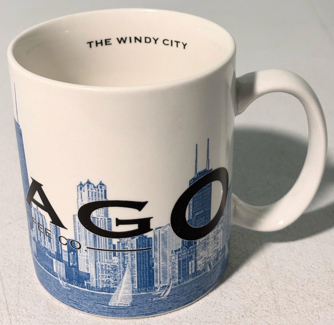 Starbucks Chicago Windy City Barista Skyline Series One Blue Coffee Mug ...