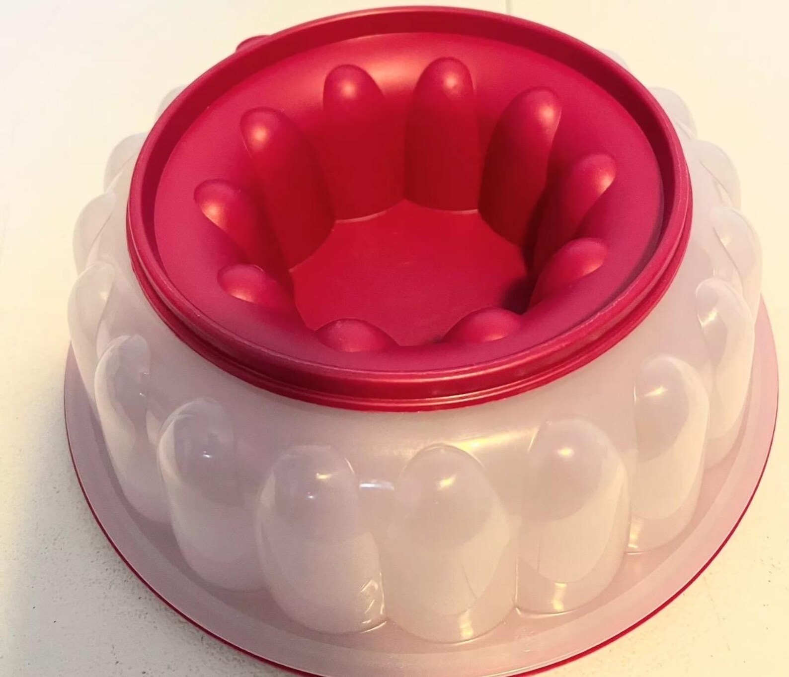 Tupperware 3pc Jello Mold With Clear Bottom and Plum Raspberry Middle ...
