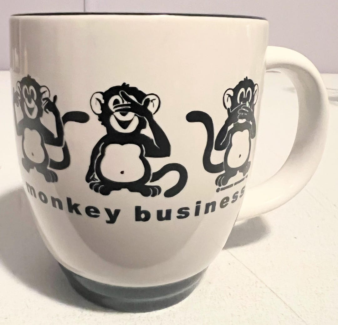 Monkey Business Coffee Mug, See No Evil Monkeys, Novelty Mug - Etsy