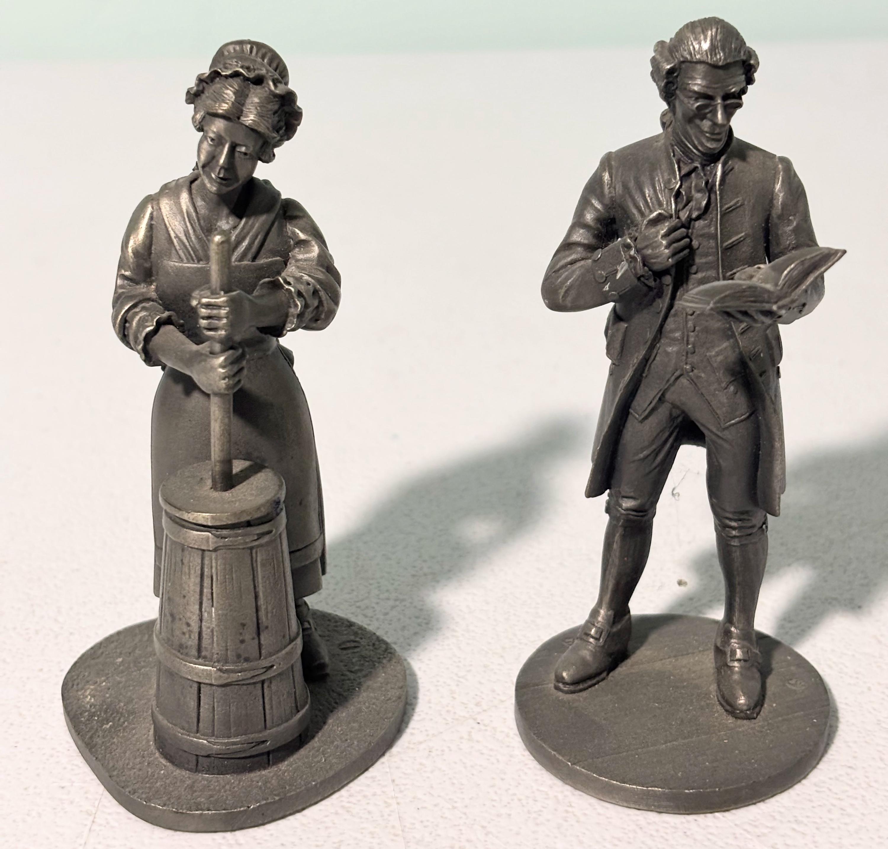 Set of 2 1974 Franklin Mint People of Colonial America Pewter Figurines ...