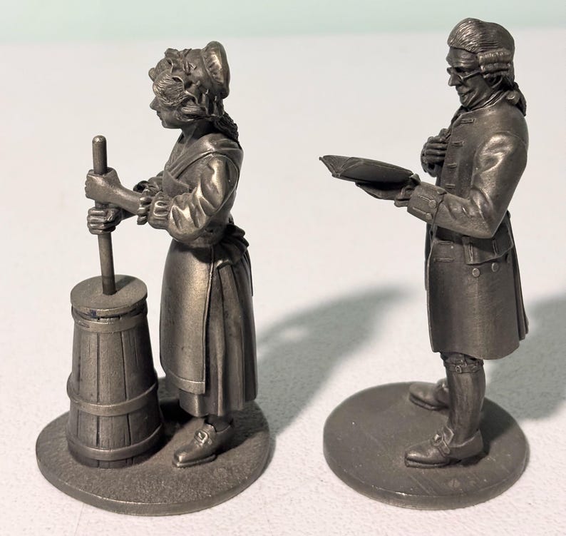 Set of 2 1974 Franklin Mint People of Colonial America Pewter Figurines ...