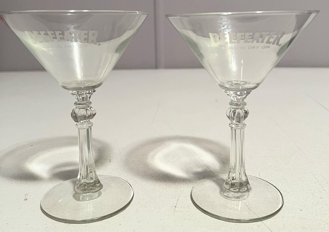 Two (2) Etched Beefeater London Gin Martini Cocktail Glasses - Etsy
