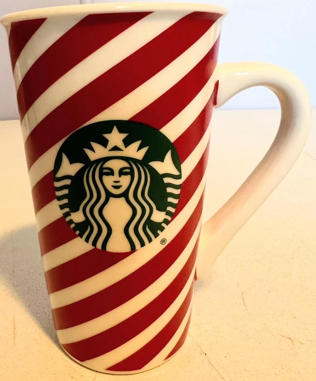STARBUCKS 2019 Mug Red White Stripe CHRISTMAS Coffee Cocoa Tall Cup 16 ...
