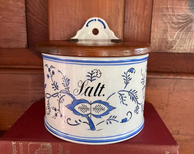 Vintage German Blue Salt Box - Etsy