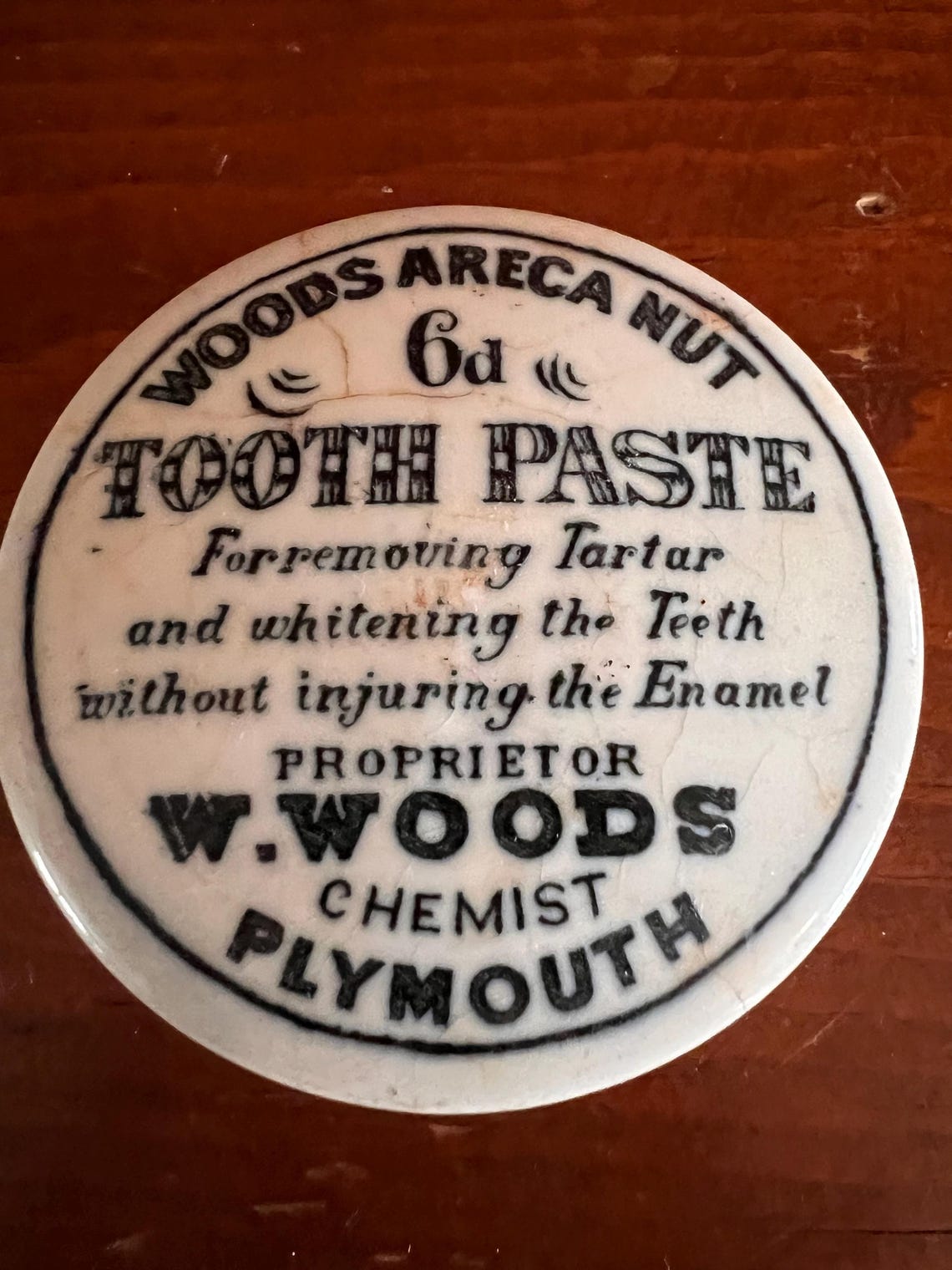 Antique English Toothpaste Ceramic Lid |wood Areca Nut Toothpaste | A ...