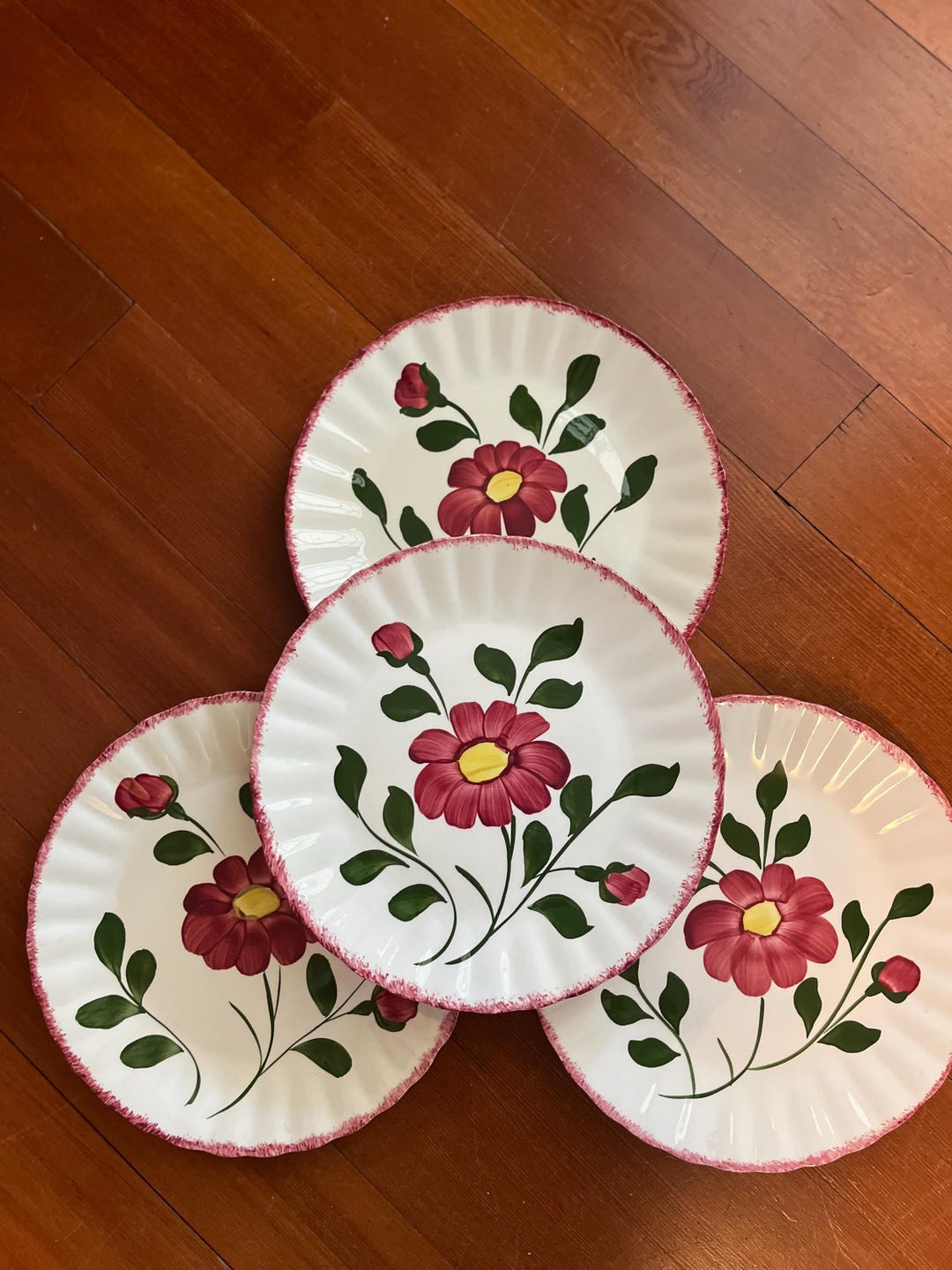 Four Vintage Blue Ridge Hand Painted Plates - Etsy