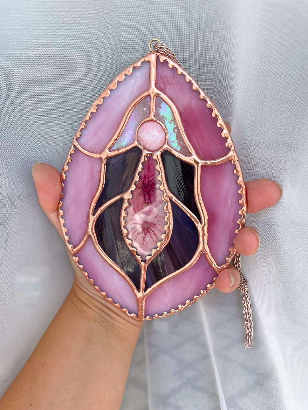 Stained Glass Vagina With Pressed Flower Frame | Yoni Glass | Gift for ...