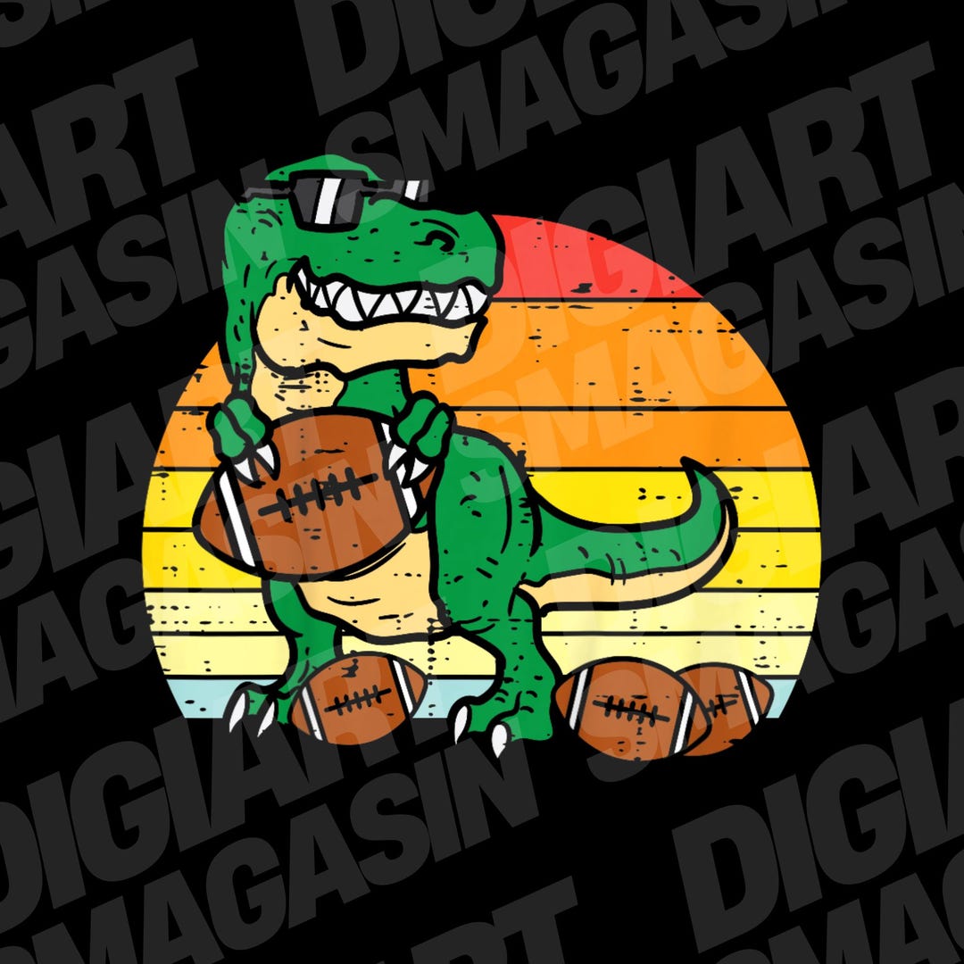 Football T-rex Dinosaur PNG | Retro Design (digital Download) - Etsy