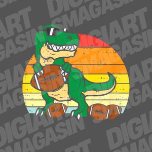 Football T-rex Dinosaur PNG | Retro Design (digital Download) - Etsy