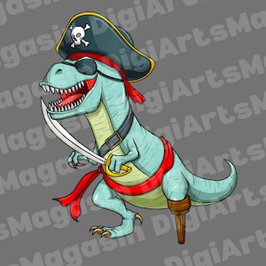 Pirate Dinosaur T-rex PNG Design, Funny Tyrannosaurus Rex With Eye ...