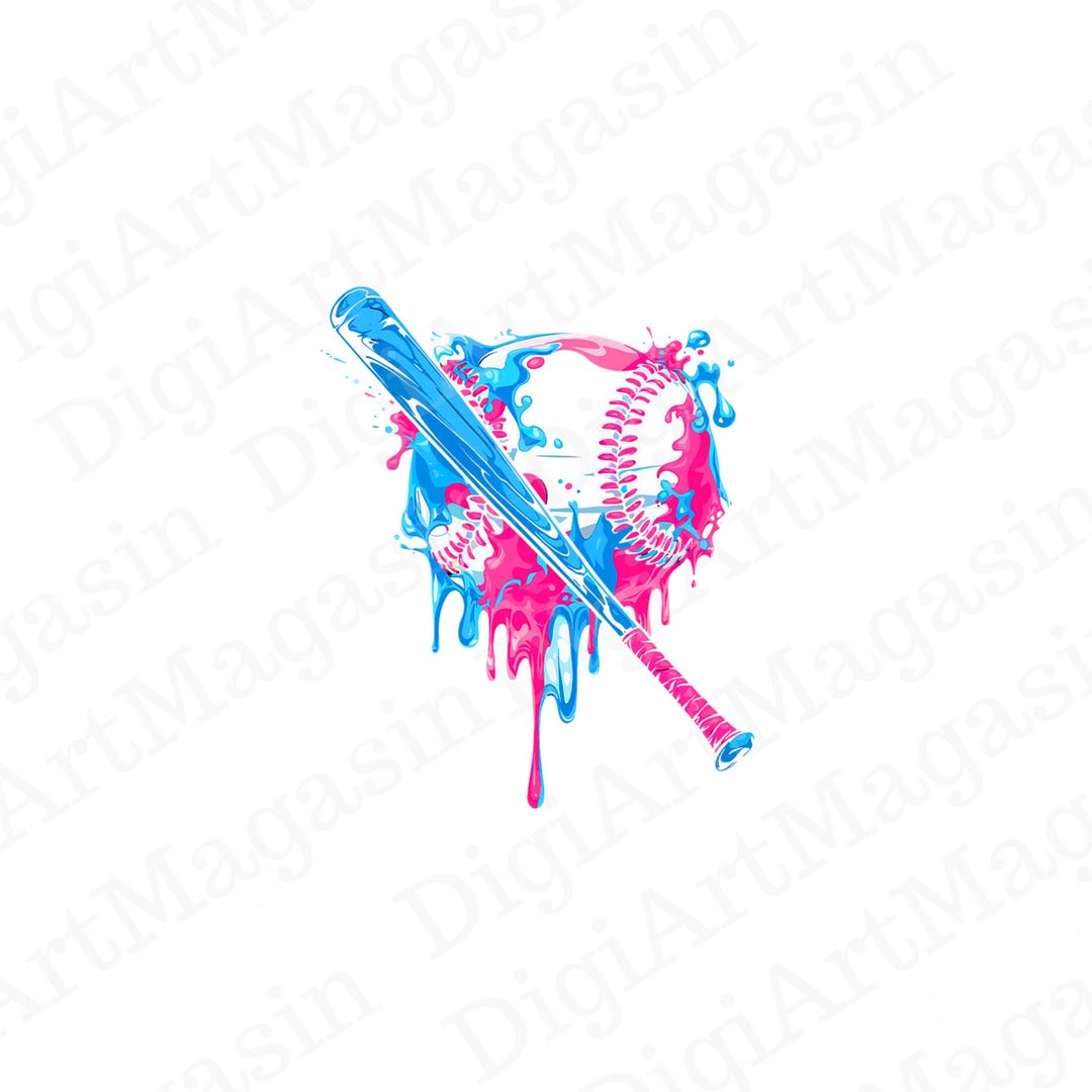 Baseball Bat & Ball PNG | Dripping Paint Baseball Design | Sports ...