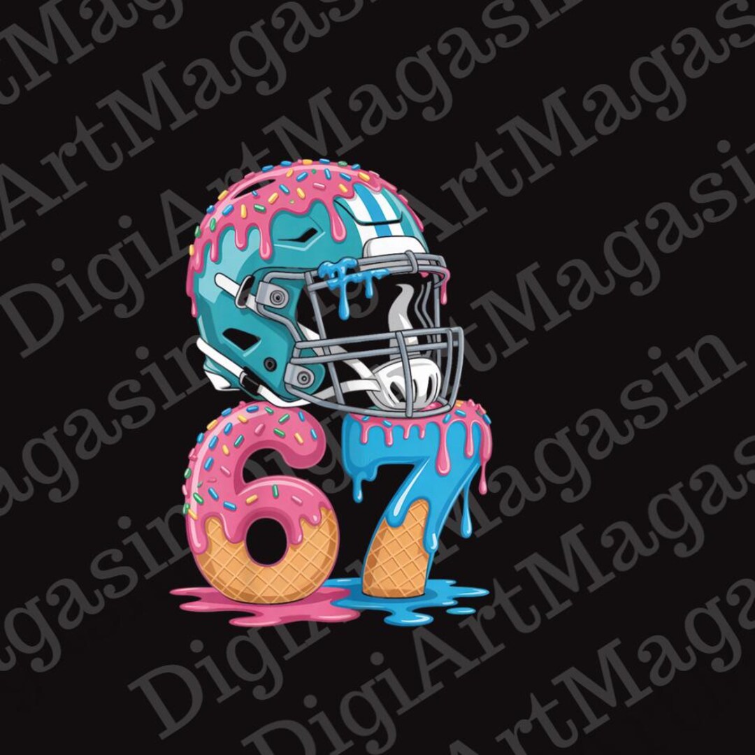 Dripping Donut Football Helmet PNG, Sweet Number 67 Sublimation - Etsy